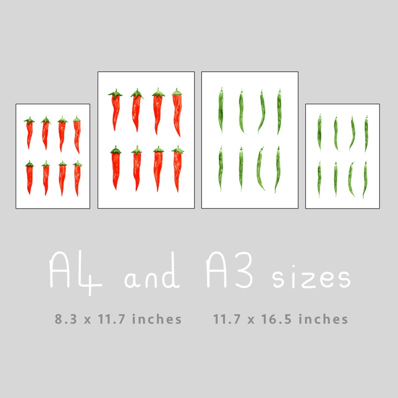 Printable CHILLI PEPPER and BEANS 2 Prints Vegetable Wall - Etsy UK