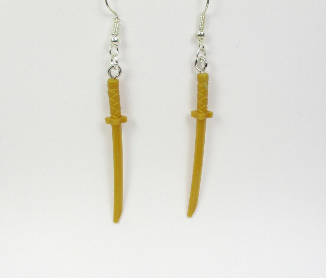 1 Set Genuine Lego Gold Samurai Sword Earrings, Sterling Silver Plated ...