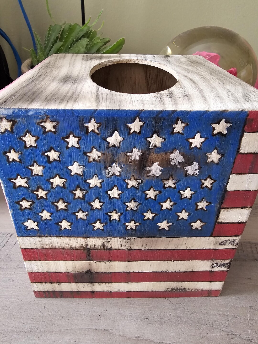 Handmade Distressed American Flag Tissue Box. - Etsy
