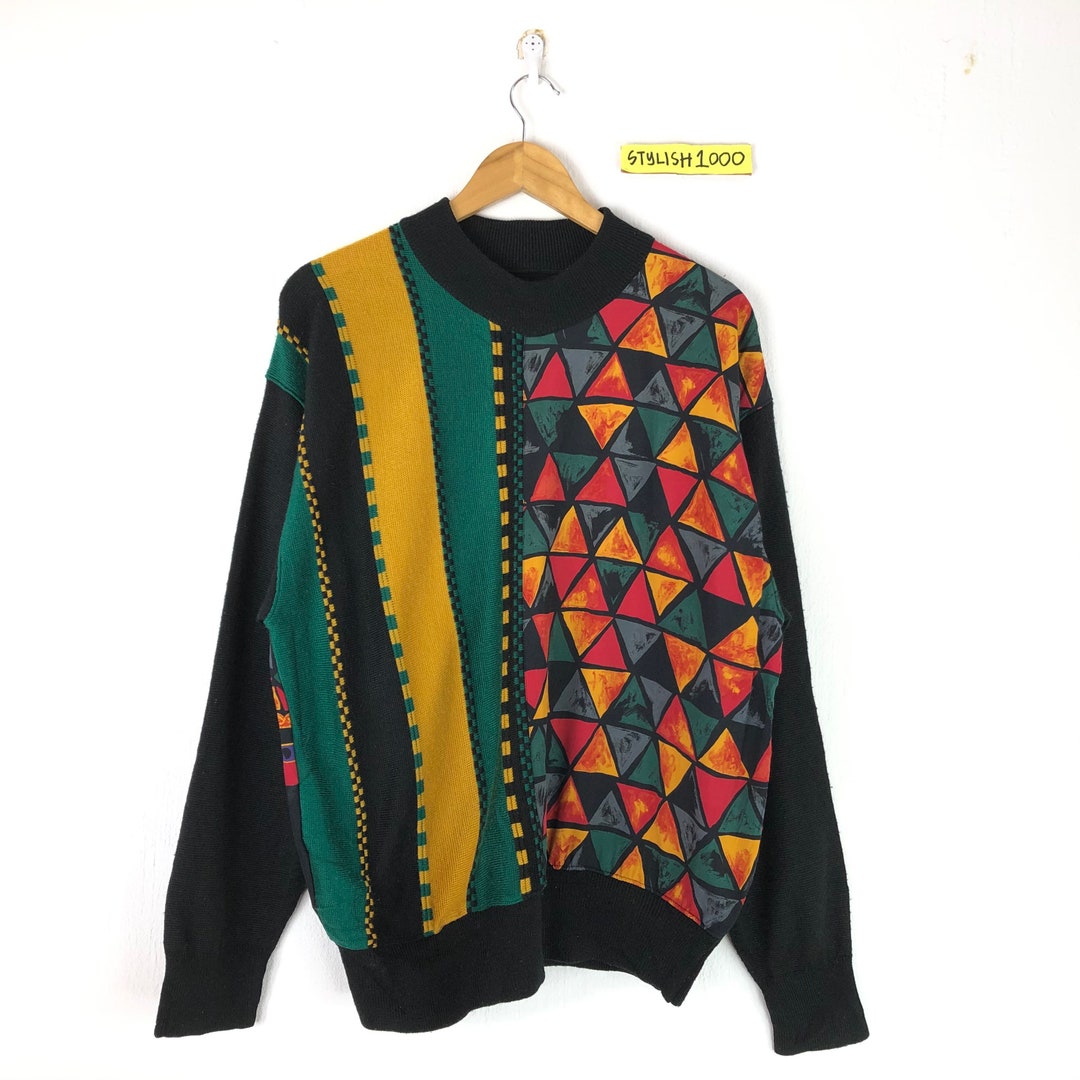 Rare!!vintage Triangle Stripes Multicolours Sweatshirt Very Nice Fabric ...