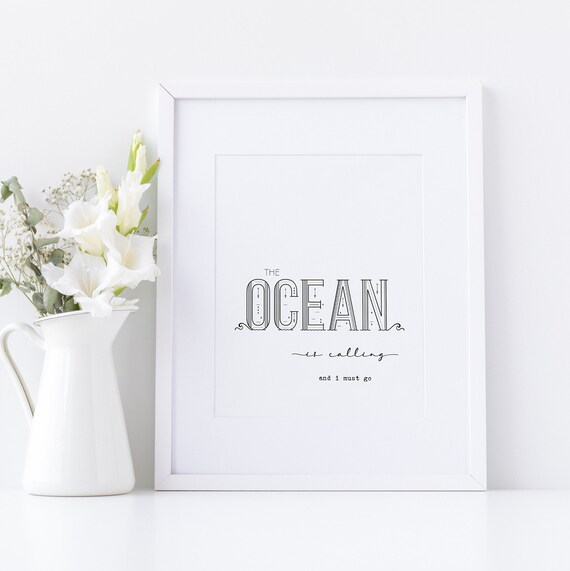 The Ocean is Calling Printable Inspirational Printable - Etsy