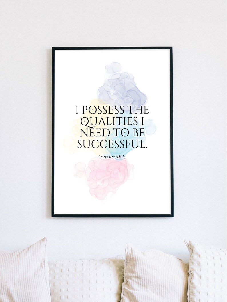 Daily Positive Affirmations Inspirational Art Print Aesthetic Pastel ...