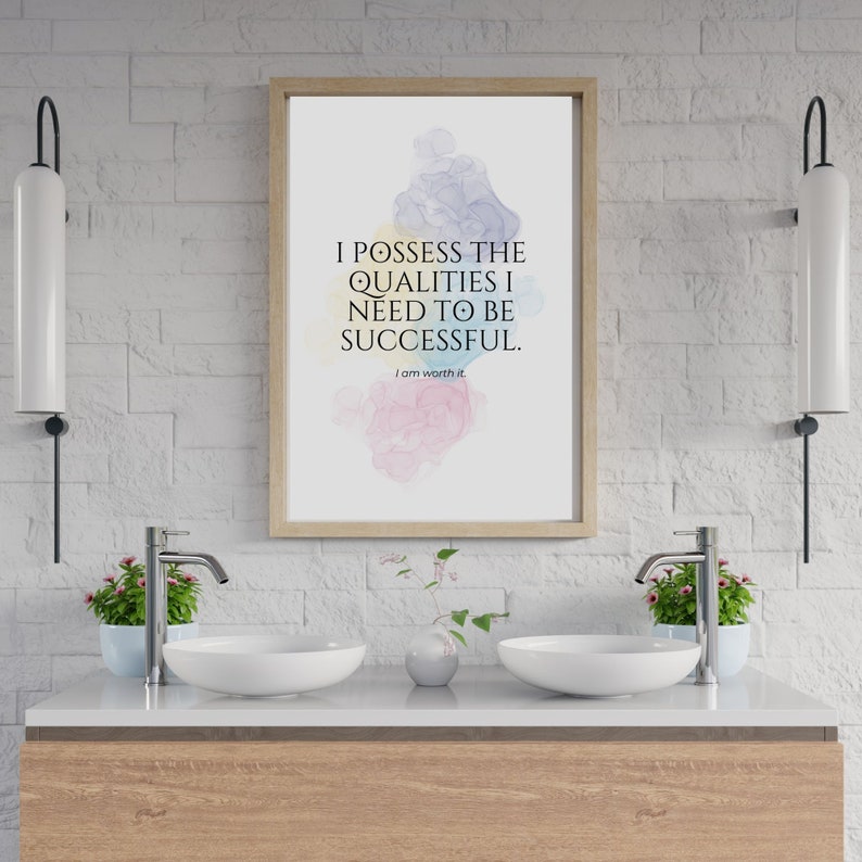 Daily Positive Affirmations Inspirational Art Print Aesthetic Pastel ...