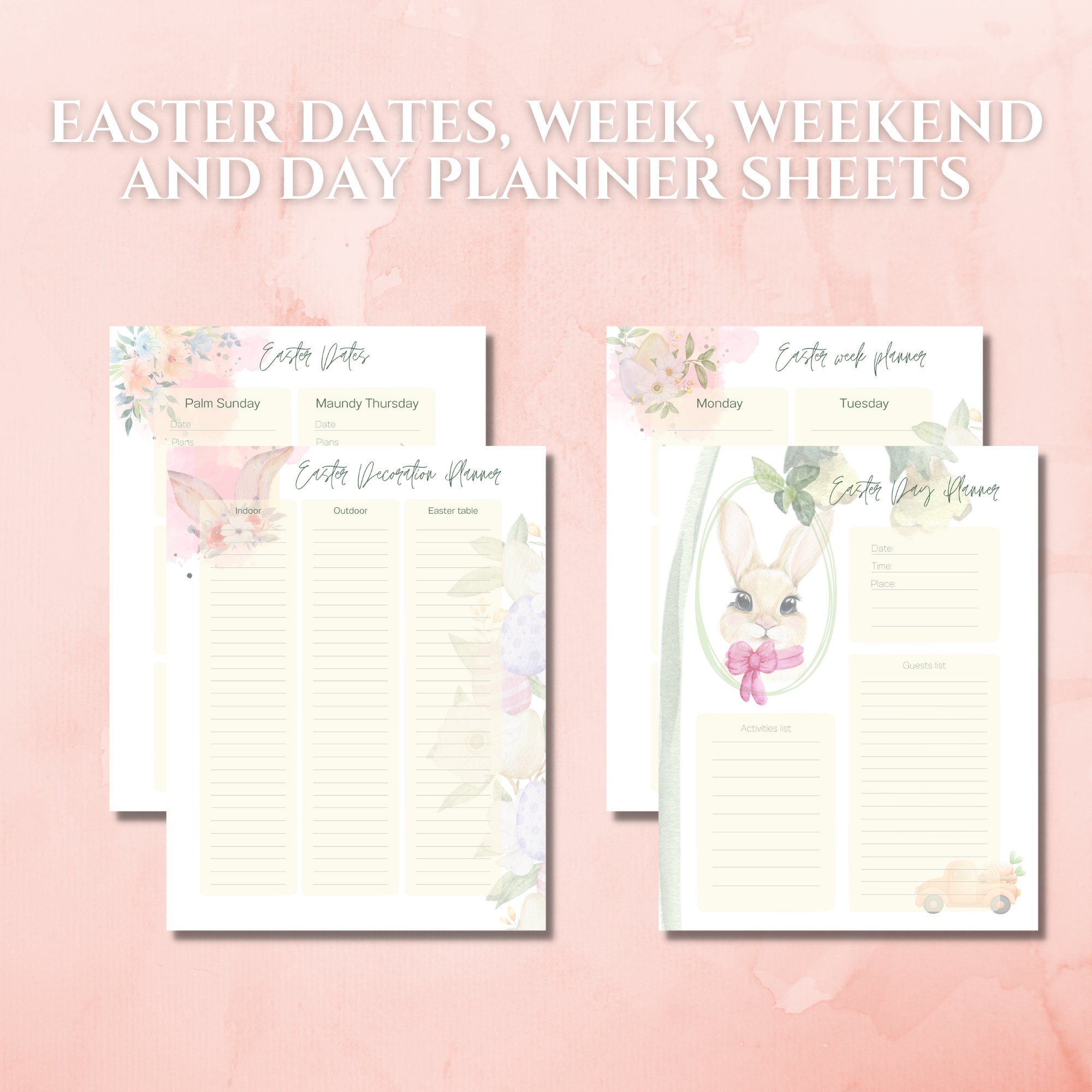 Easter Planner Printable, Bunny Journal and Party Organizer, Easter ...