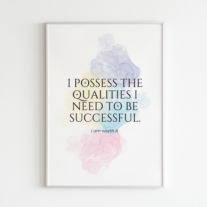 Daily Positive Affirmations Inspirational Art Print Aesthetic Pastel ...
