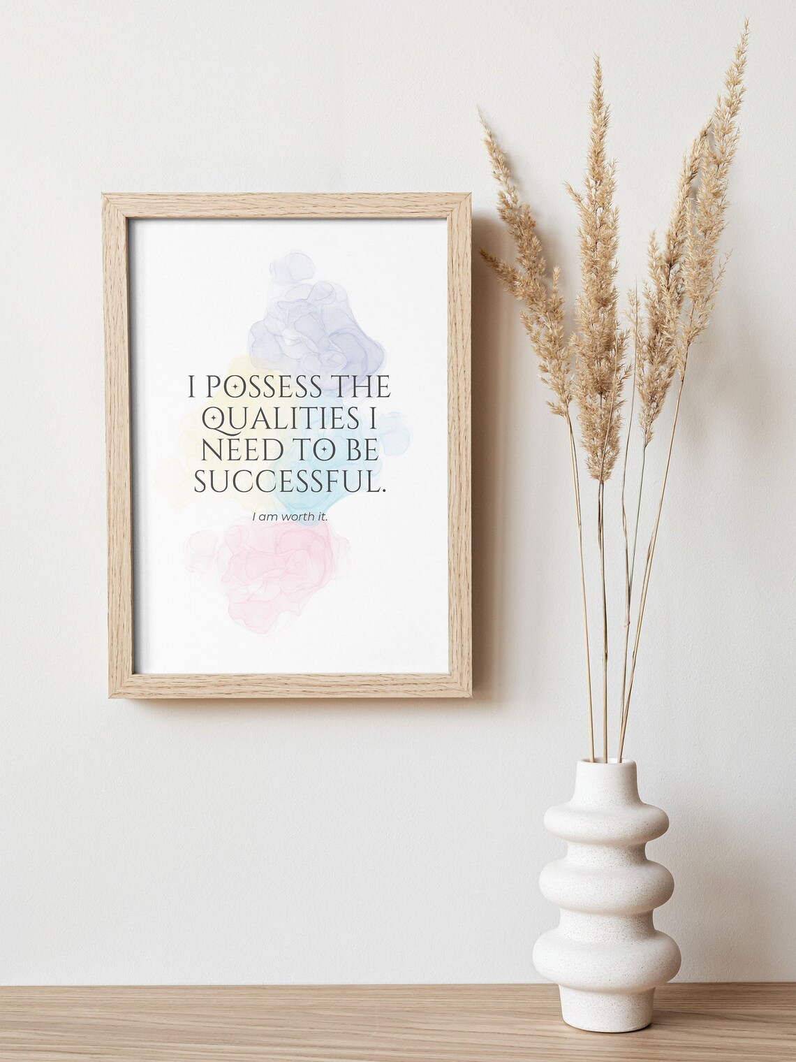 Positive Affirmations Printable Wall Pastel Self Love Quotes Minimalist ...