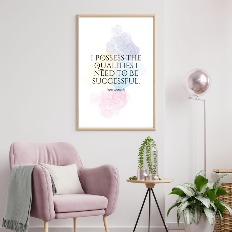 Daily Positive Affirmations Inspirational Art Print Aesthetic Pastel ...
