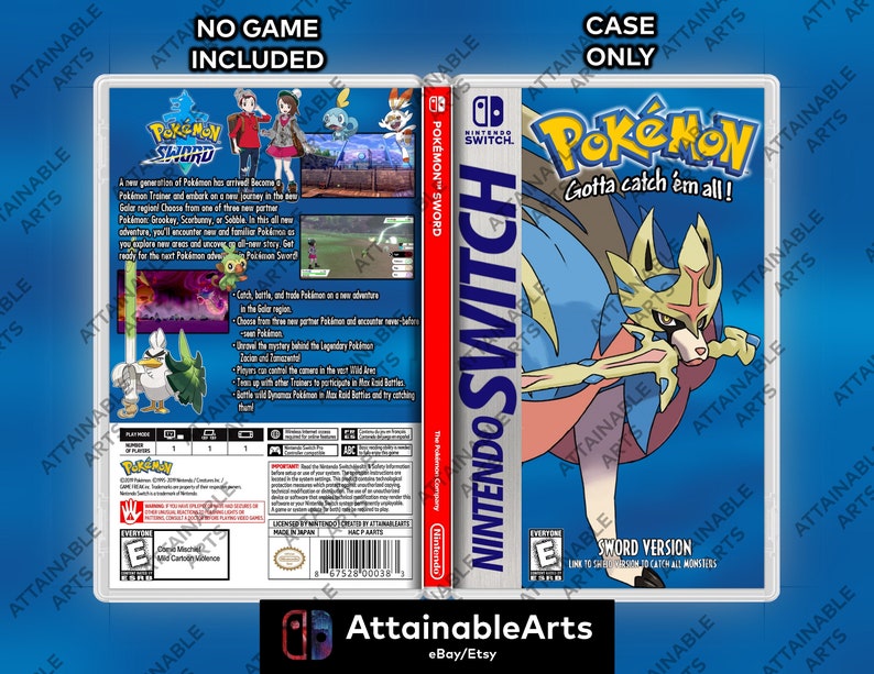 Pokémon Sword - Custom Nintendo Switch Boxart With Physical Game Case ...