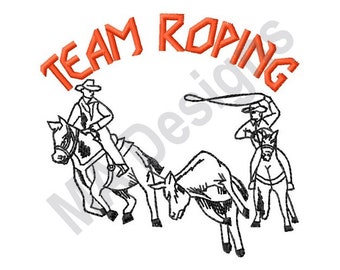 Team Roping drawing of rodeo cowboys team roping at the