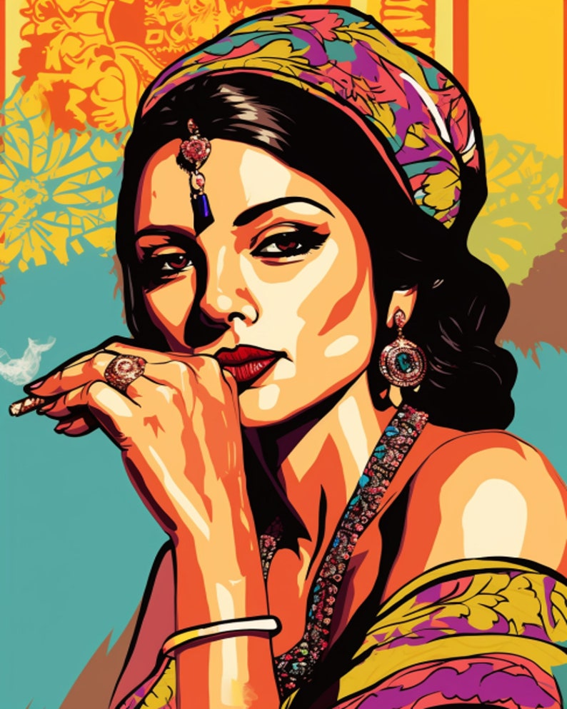 Indian Women Retro Pop Art Set of 6, Printable Wall Art, Minimalist ...