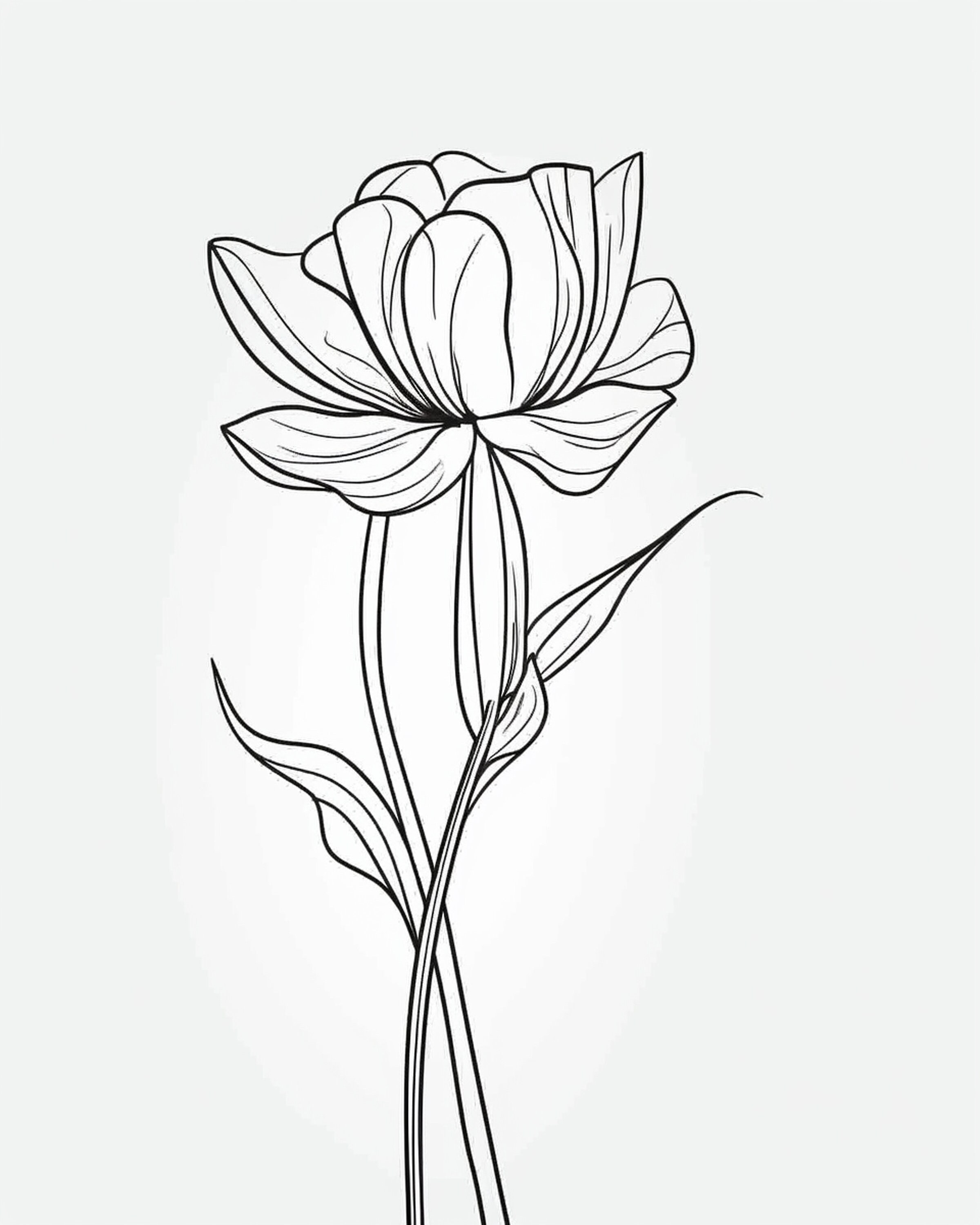 Flower Line Abstract Art, Printable Wall Art, Minimalist Digital ...