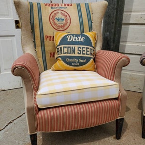 SOLD Creative Custom Reupholstery Pair of Vintage Swoop Wingback Accent ...
