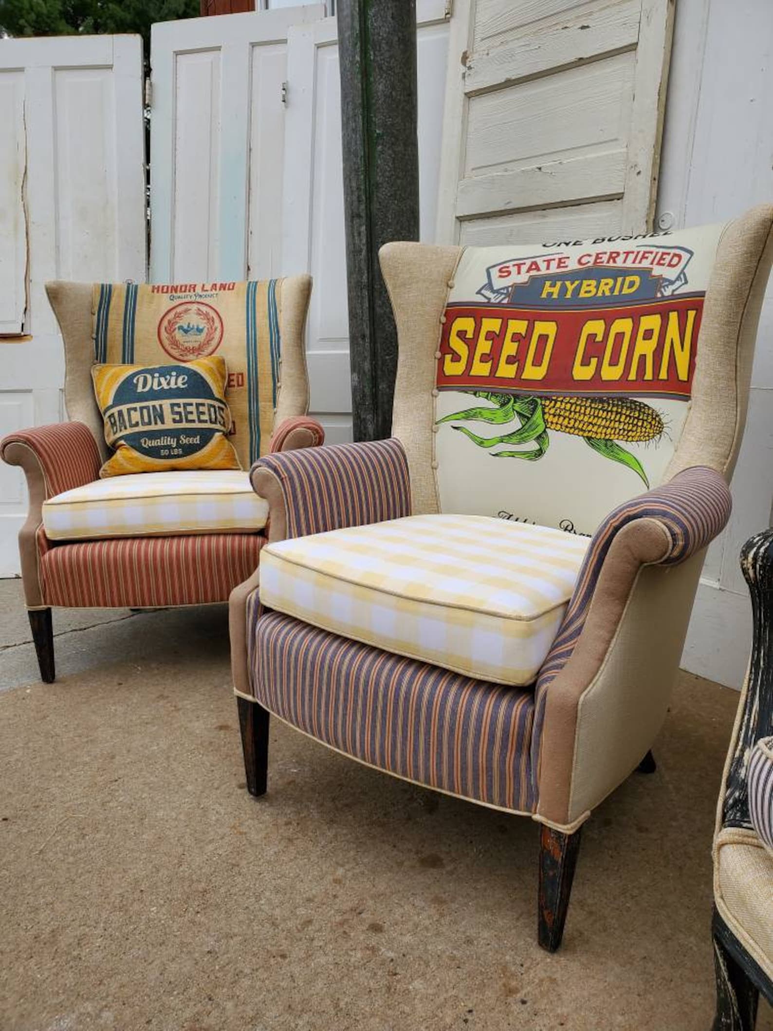 SOLD Creative Custom Reupholstery Pair of Vintage Swoop - Etsy