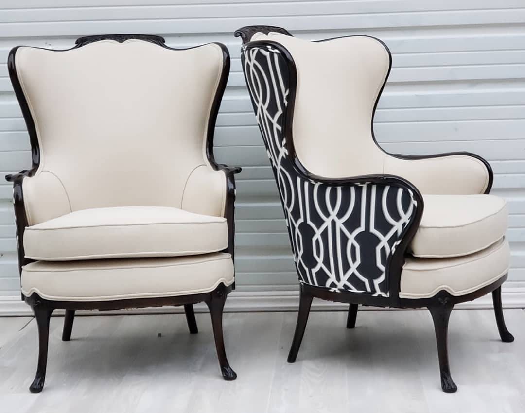 SOLD! Custom Recreate * Antique French Pair Carved Swoop Wingback ...