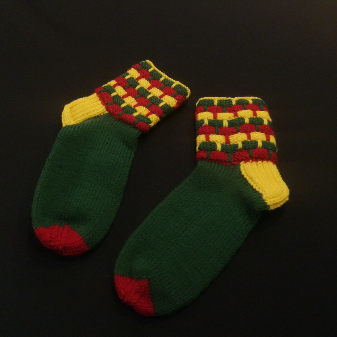 Hand Knit Multicolor Winter Wool Socks Lithuanian Flag Colors Everyday ...