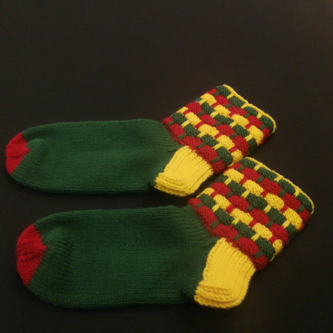 Hand Knit Multicolor Winter Wool Socks Lithuanian Flag Colors Everyday ...