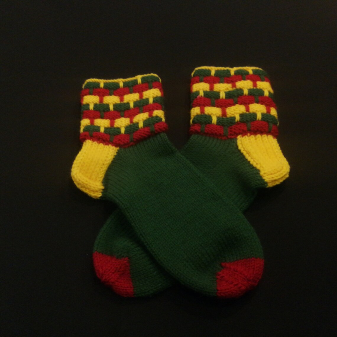 Hand Knit Multicolor Winter Wool Socks Lithuanian Flag Colors Everyday ...