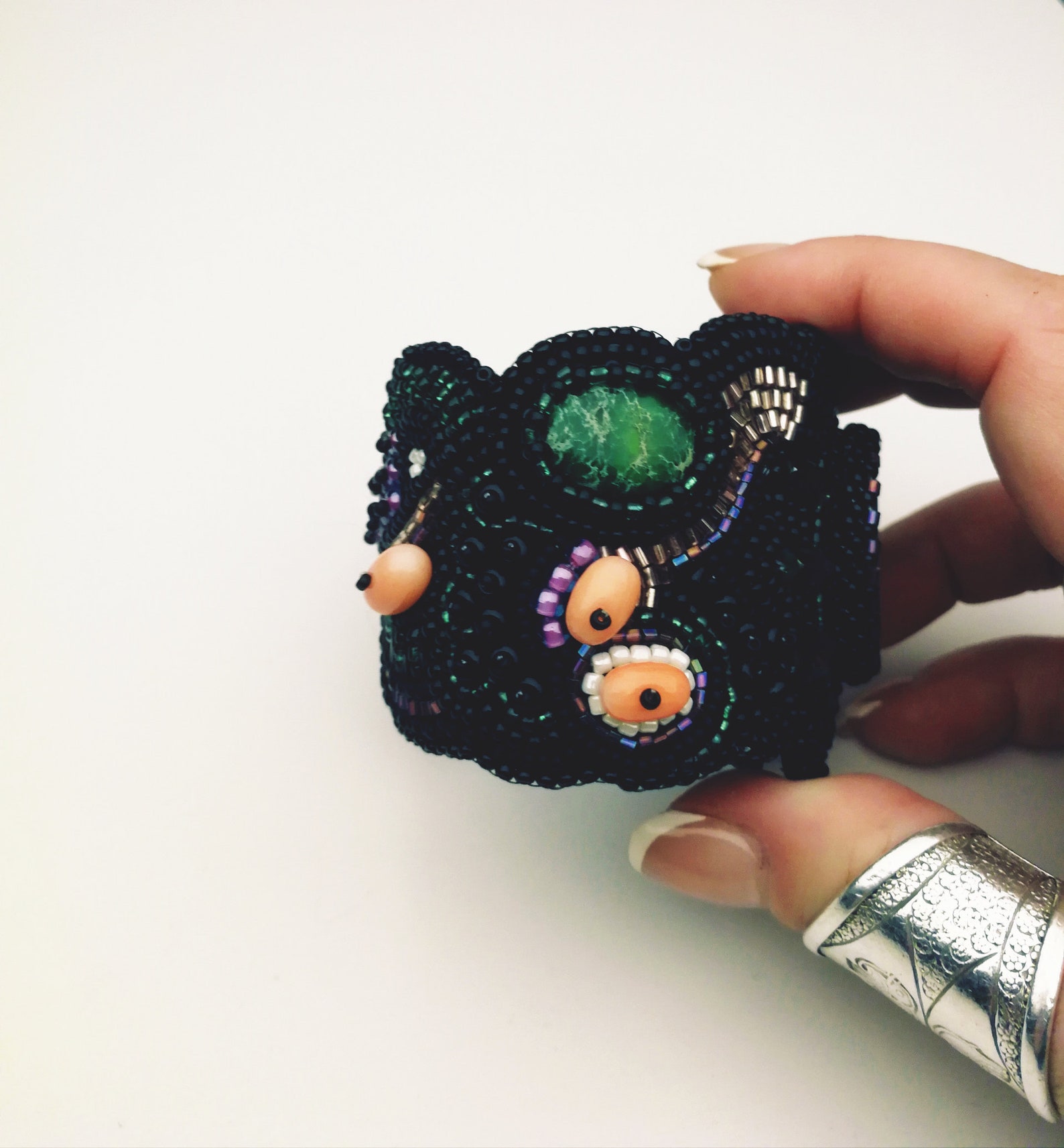 Beaded Embroidery Cuff Bracelet Handmade Wide Cuff Bracelet - Etsy