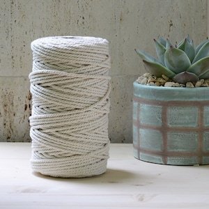 Cotton Rope, 3 Mm, 3 Strand (ply) Twisted, 100% Natural. Macrame Rope ...