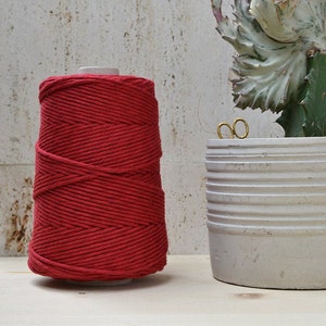 Cotton Rope 3mm, Cherry Red, Single Strand, 200 Meters (218 Yards), 100 ...