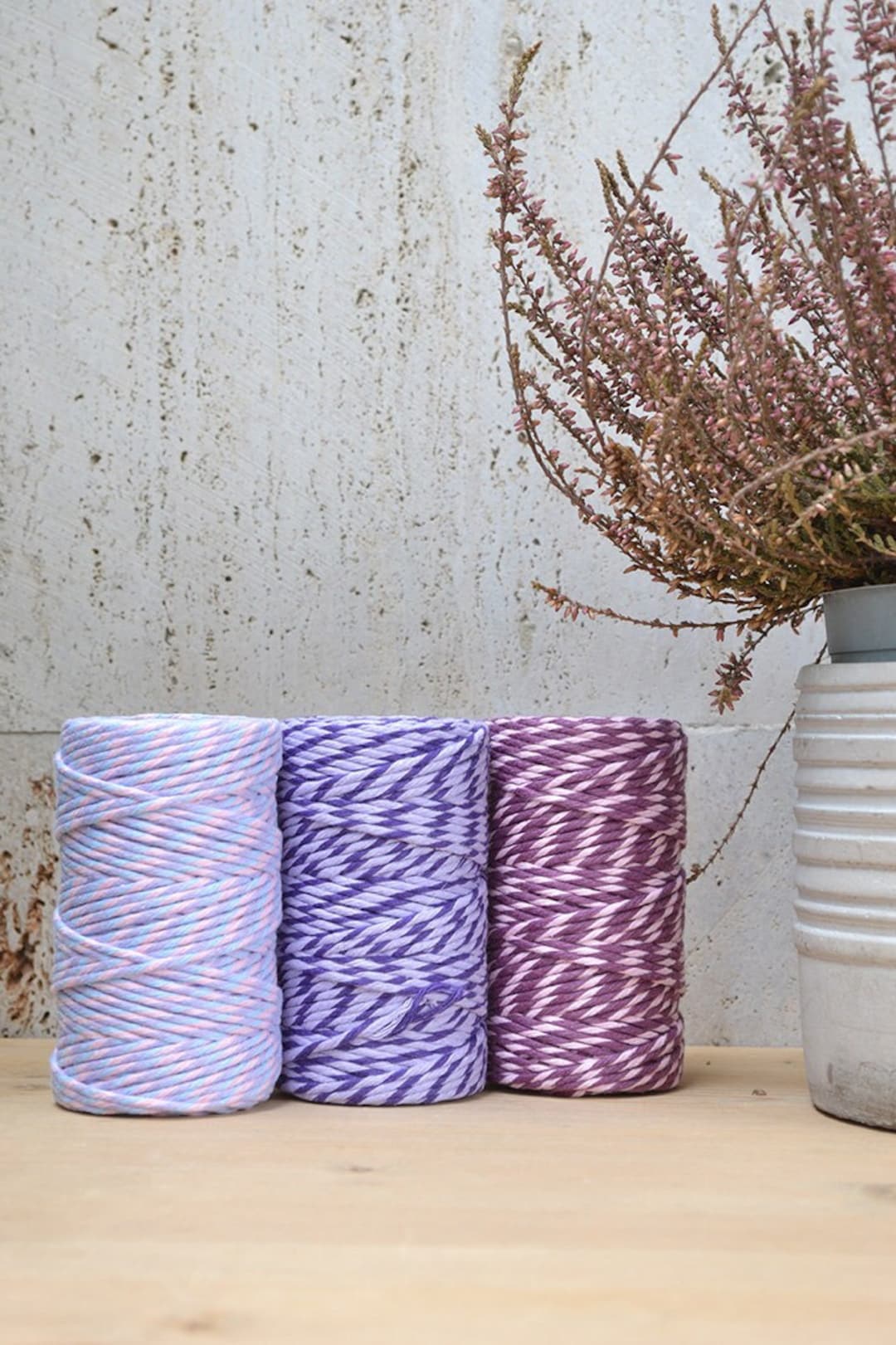 Cotton Rope 2mm, Single Strand, Multicoloured, 50 Meters 54 Yards, 100% ...