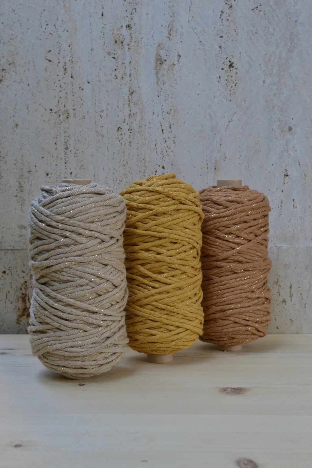 Cotton Rope 3mm Single Strand With Golden Strings 75 Meters - Etsy