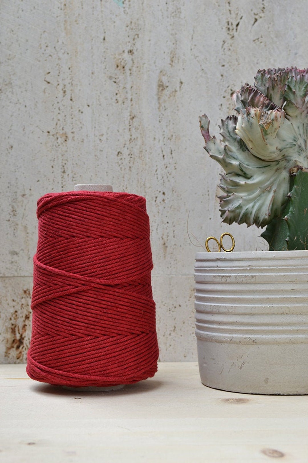 Cotton Rope 3mm, Cherry Red, Single Strand, 200 Meters (218 Yards), 100 ...