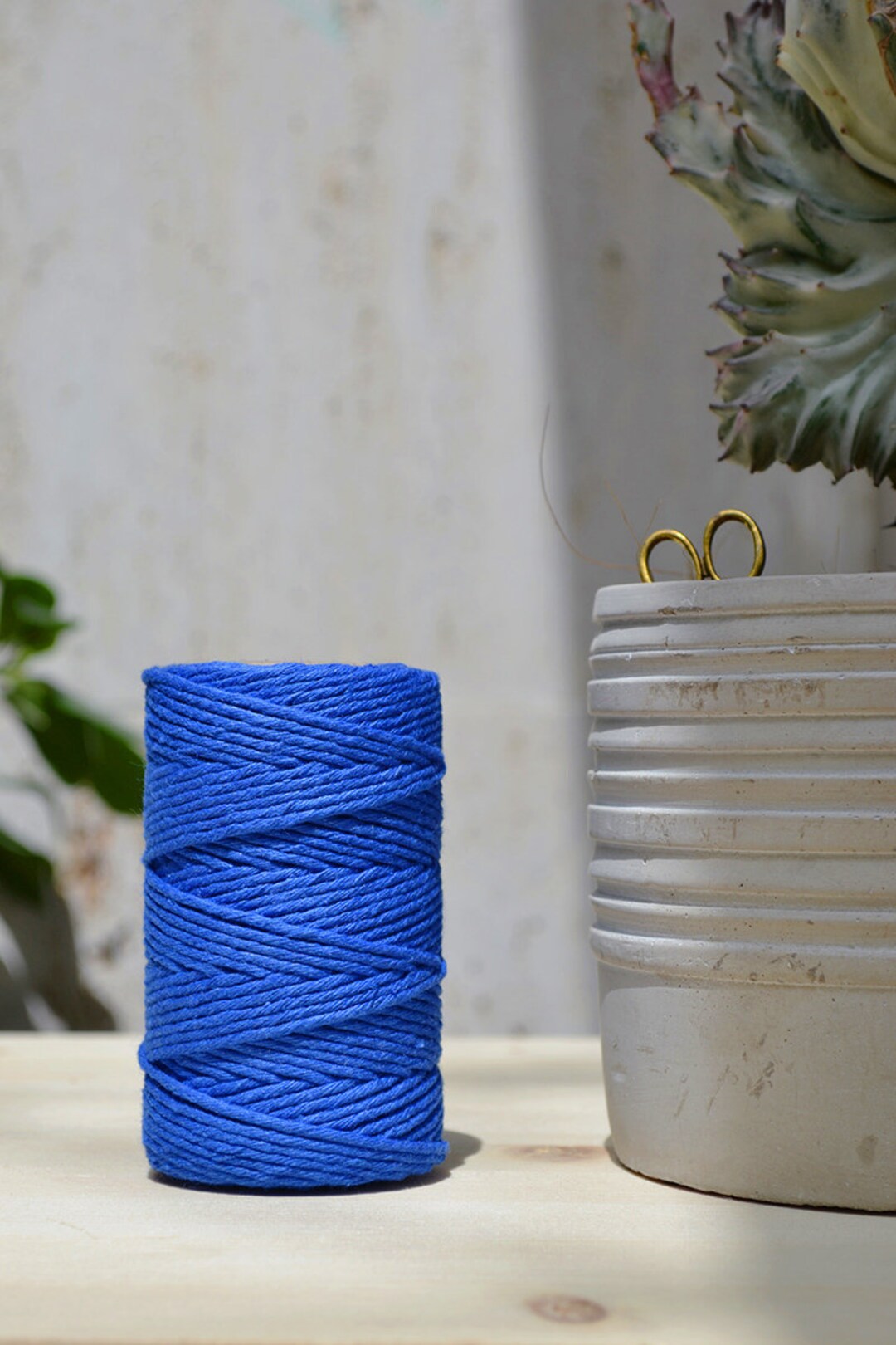 Cotton Rope 2mm, Royal Blue, Single Strand, 50 Meters (54 Yards), 100% ...