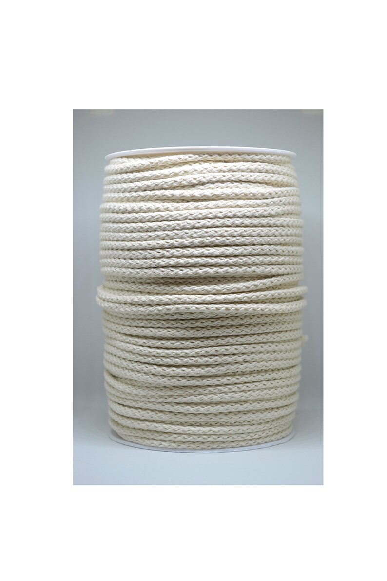 Cotton rope 5 mm ecru knotted/braided 100 m natural soft | Etsy