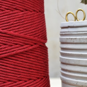 Cotton Rope 3mm, Cherry Red, Single Strand, 200 Meters (218 Yards), 100 ...