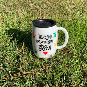 Preschool Teacher Gift Glittered Travel Mug, Custom Glittered Tumbler ...