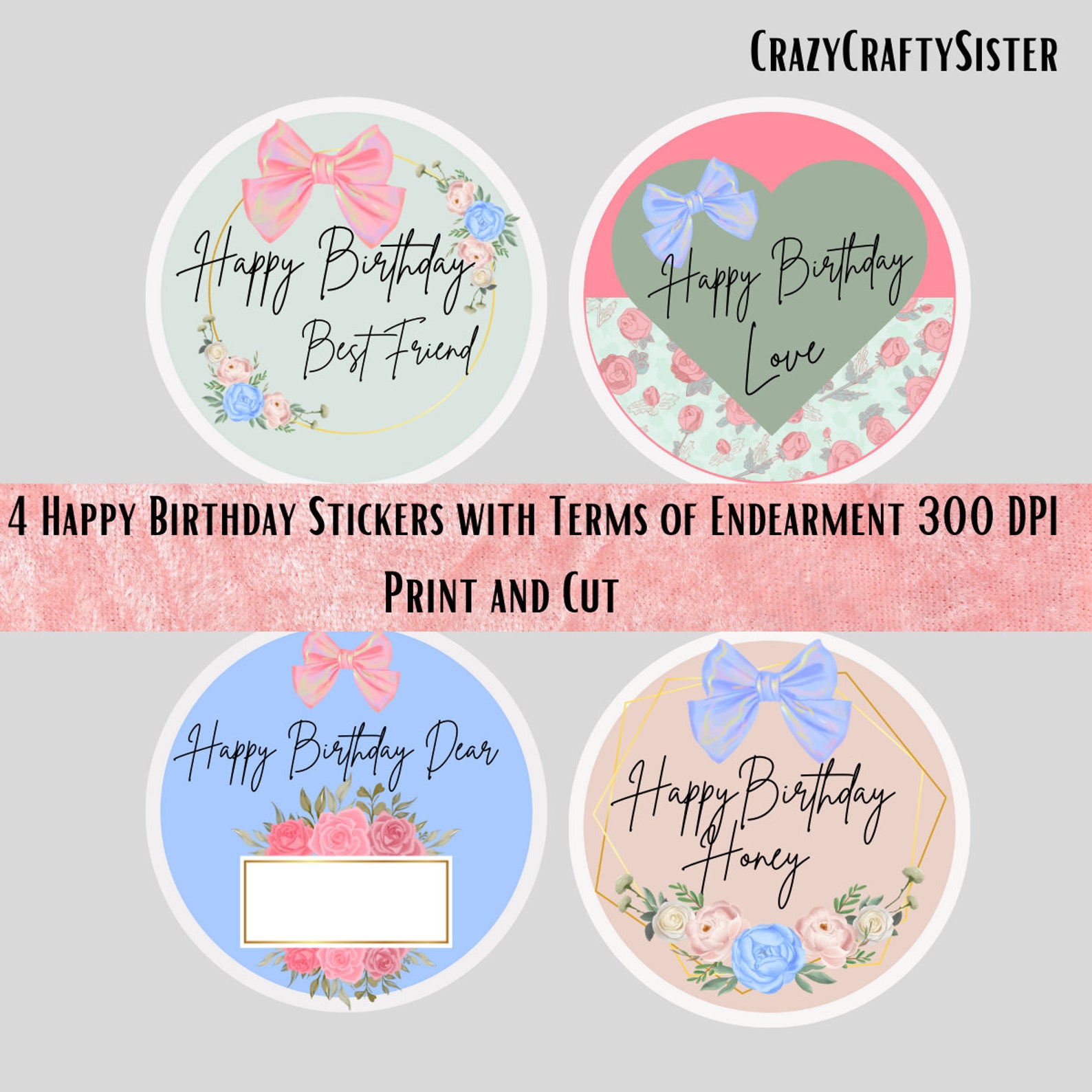 Happy Birthday Stickers Printable Stickers Print and Cut Printable Gift ...