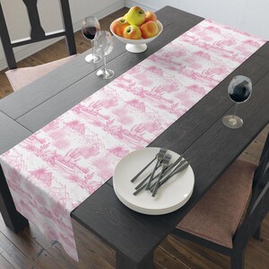 Pink Toile Table Runner for Pink Dining Room Decor, Desert-themed Decor ...