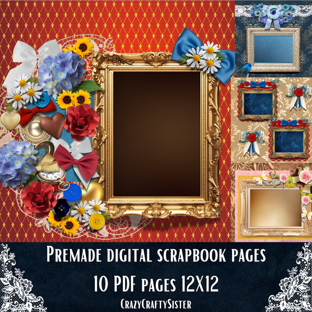 Scrapbook Pages With Vintage Wallpaper Backgrounds Immediate Download ...