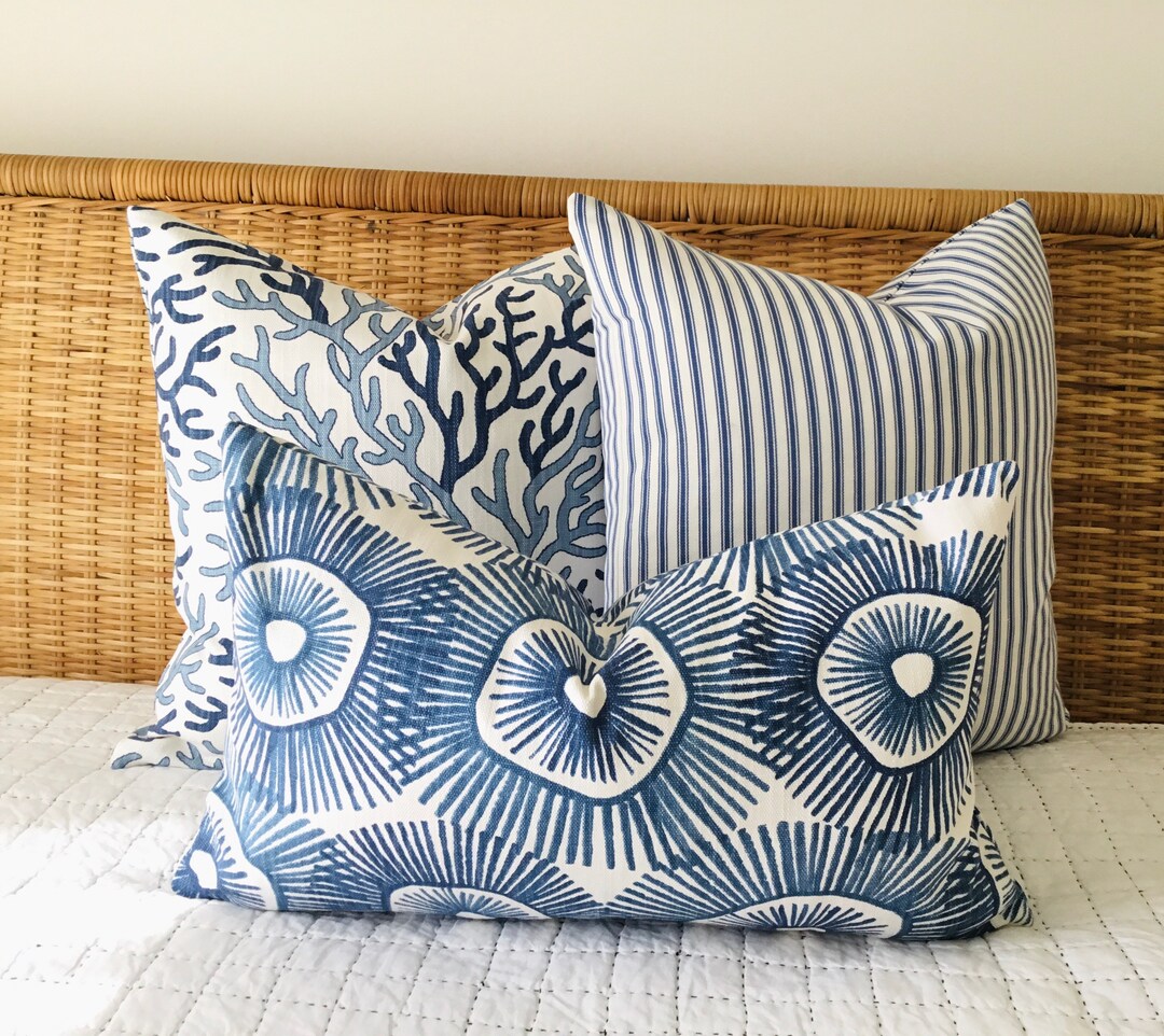 Blue and White Cushion Covers Coastal Style, Hamptons Style Pillow ...