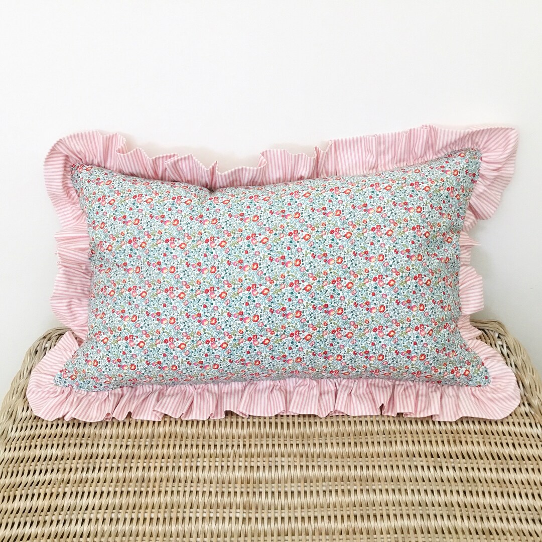 Small Frilly Liberty Pillow, Lumbar Cushion Cover With Ruffle, Nursery ...