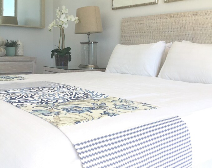 Bed Runner Hamptons Style, Coastal Bed Linen, Patchwork Throw, Made in ...