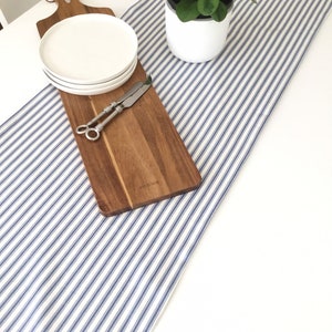 Custom Made Striped Table Runner, Blue Ticking Table Scarf, Coastal ...