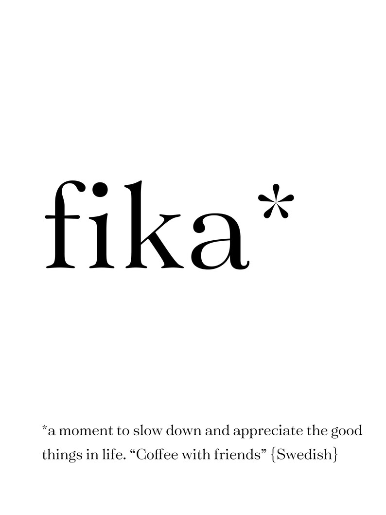 Fika Definition Printable Quote Swedish Word Dictionary | Etsy