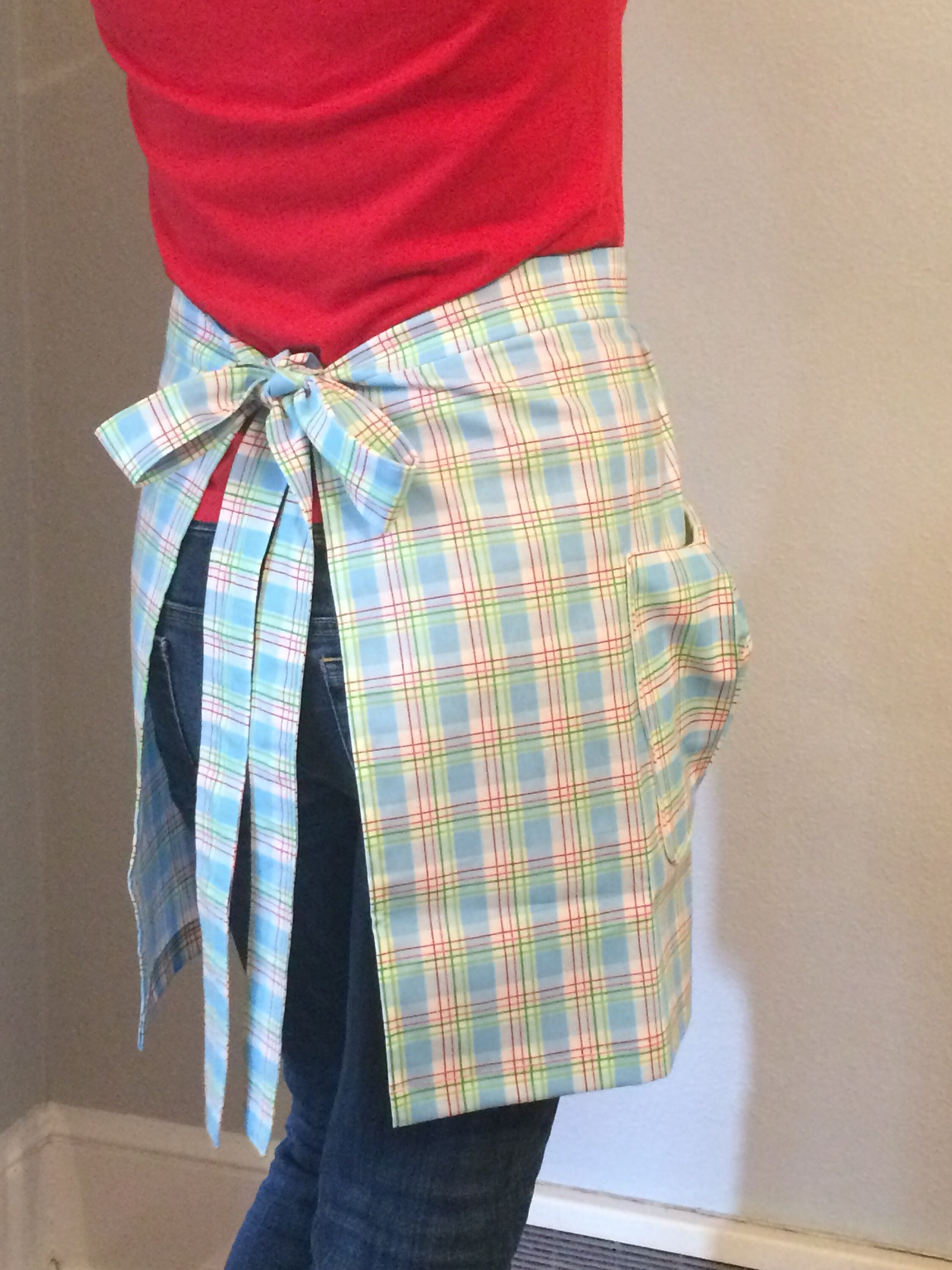 Women's Blue Plaid Half Apron Blue Half Apron Half Apron - Etsy