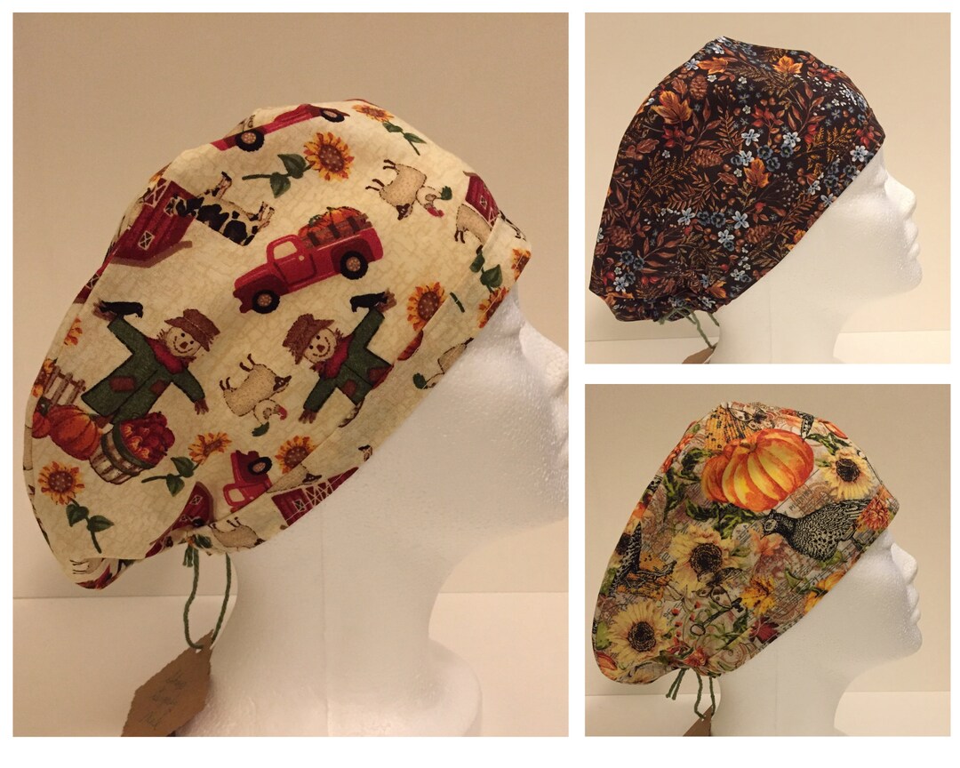 Fall Scrub Cap for Women Holiday Scrub Cap Pinecones Scrub - Etsy