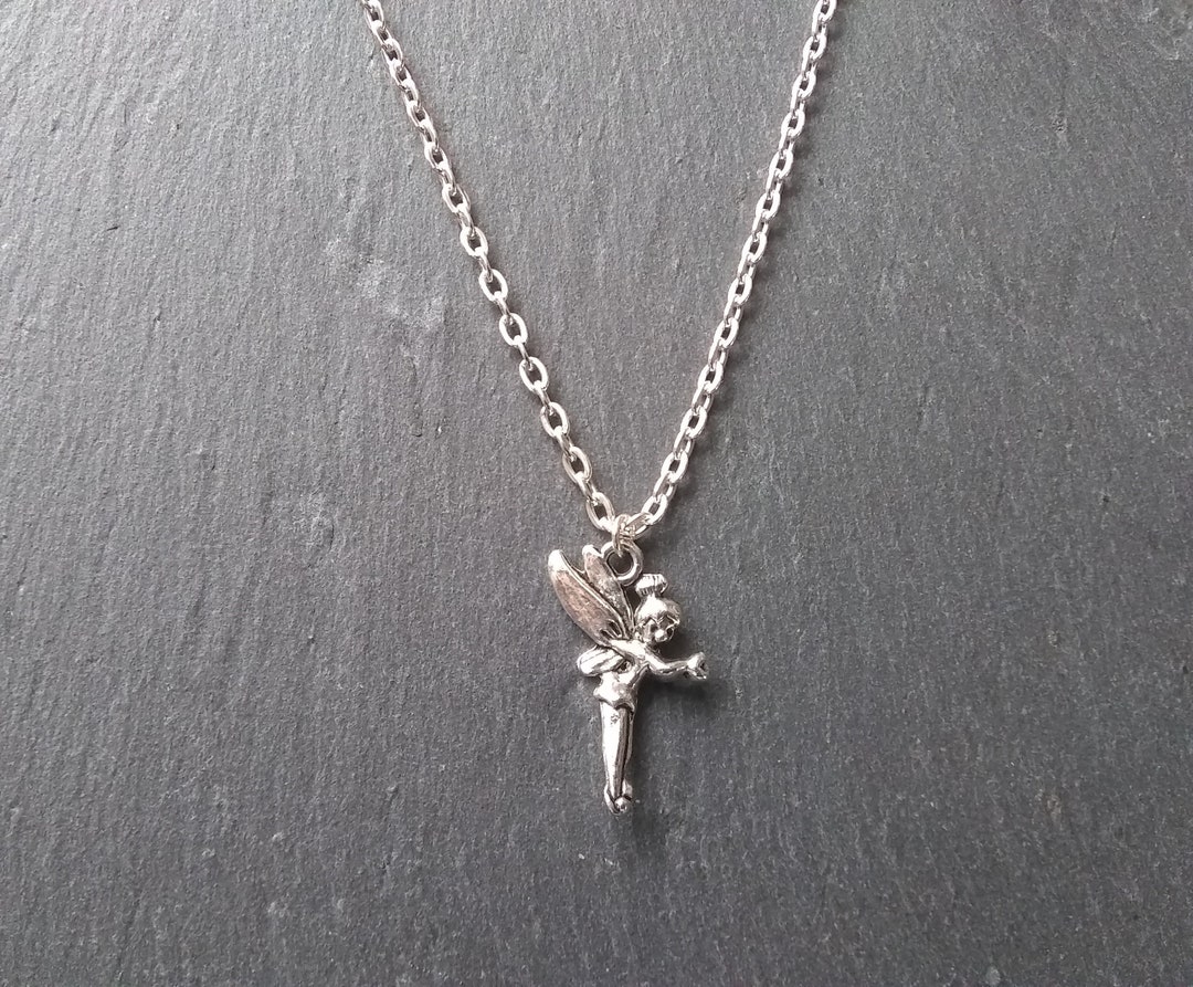 Tinkerbell Necklace Silver Plated Chain, Disney Inspired Pendant Choose ...