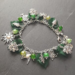 Green Man Charm Bracelet, Silver Plated, Oak Leaf Summer Pagan Theme - Etsy