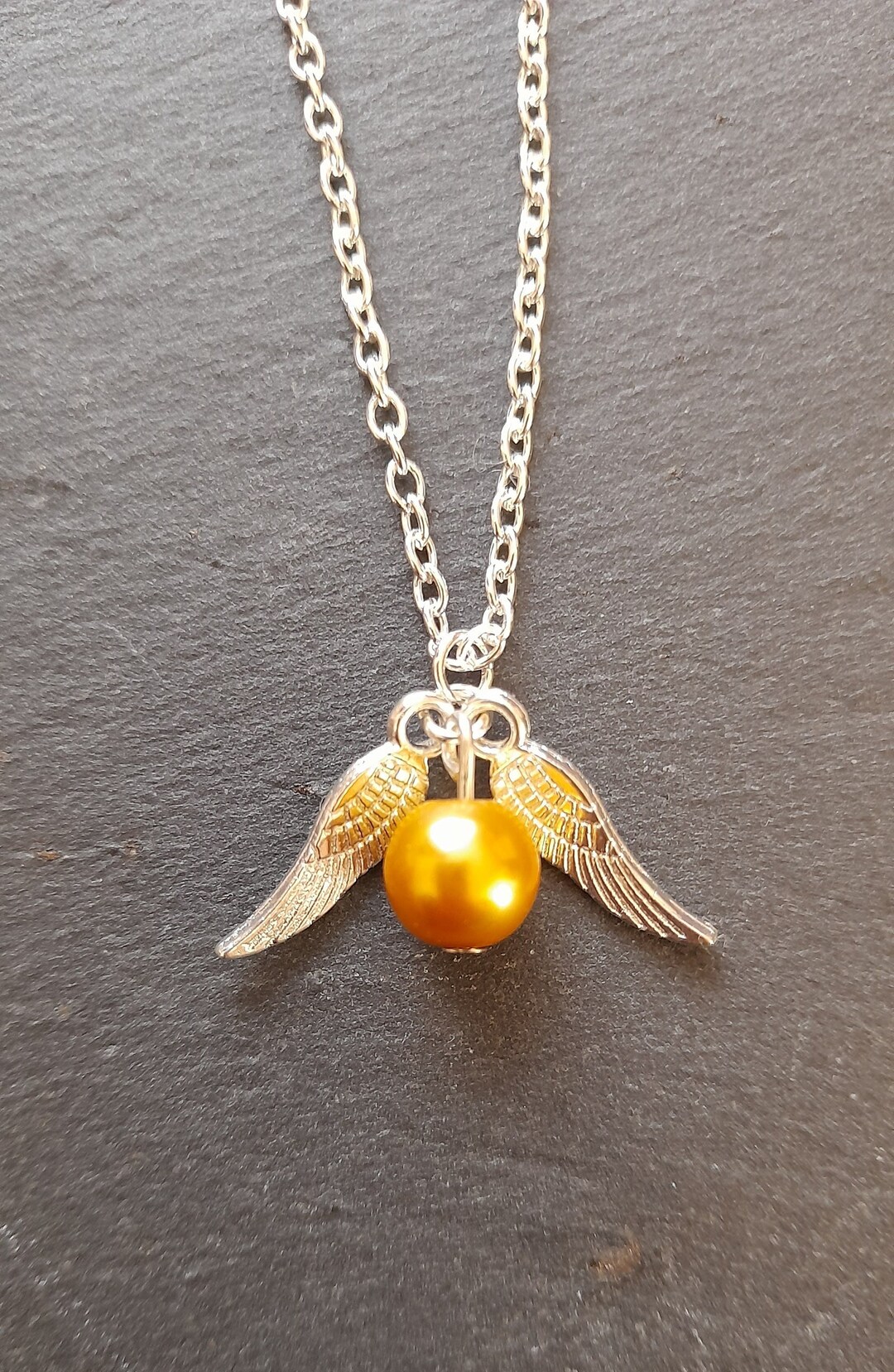 Flying Winged Golden Ball HP Silver Plated Necklace Child's Adult's ...