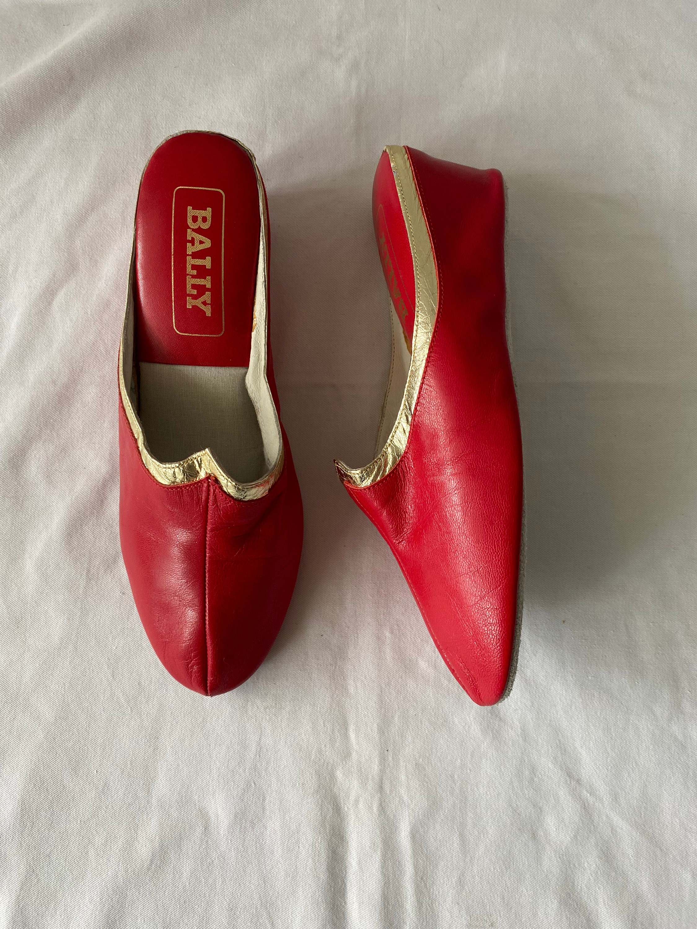 Vintage Bally Red Leather Mule Slippers Size UK 4 - Etsy