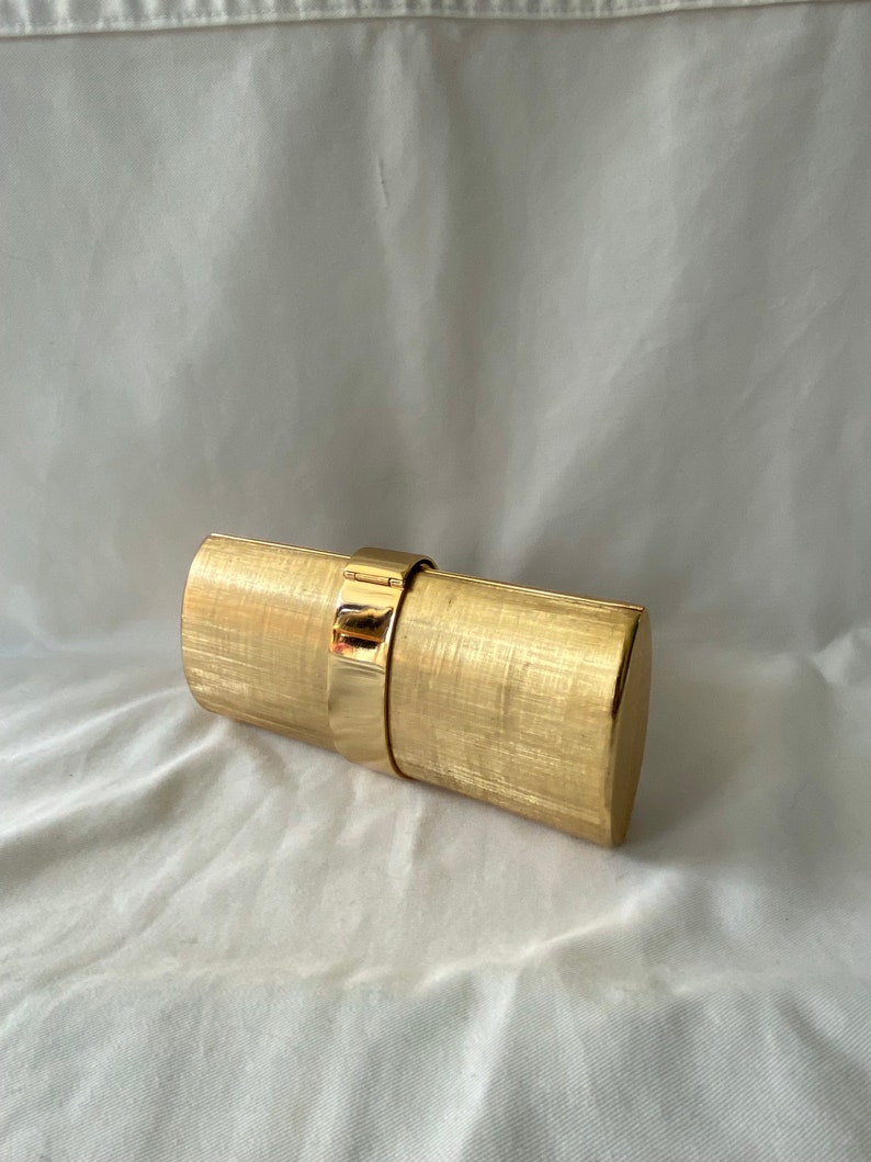 Vintage 1970’s Early 80’s Rodo Brushed Gold Metal Clutch With Gold Faux ...