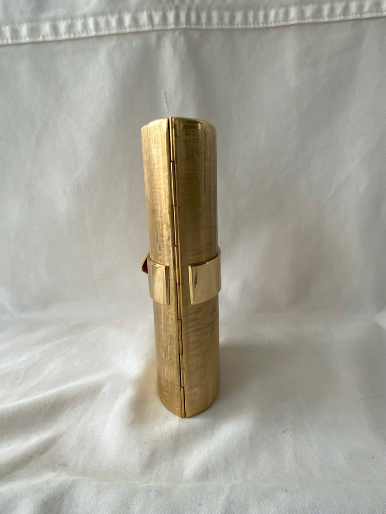 Vintage 1970s Early 80s Rodo Brushed Gold Metal Clutch With Gold Faux ...