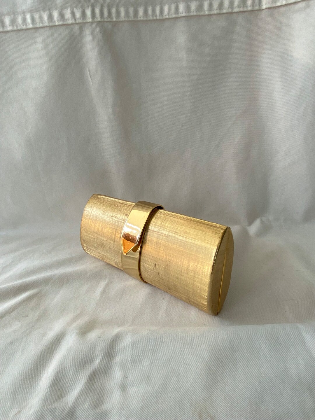 Vintage 1970’s Early 80’s Rodo Brushed Gold Metal Clutch With Gold Faux ...