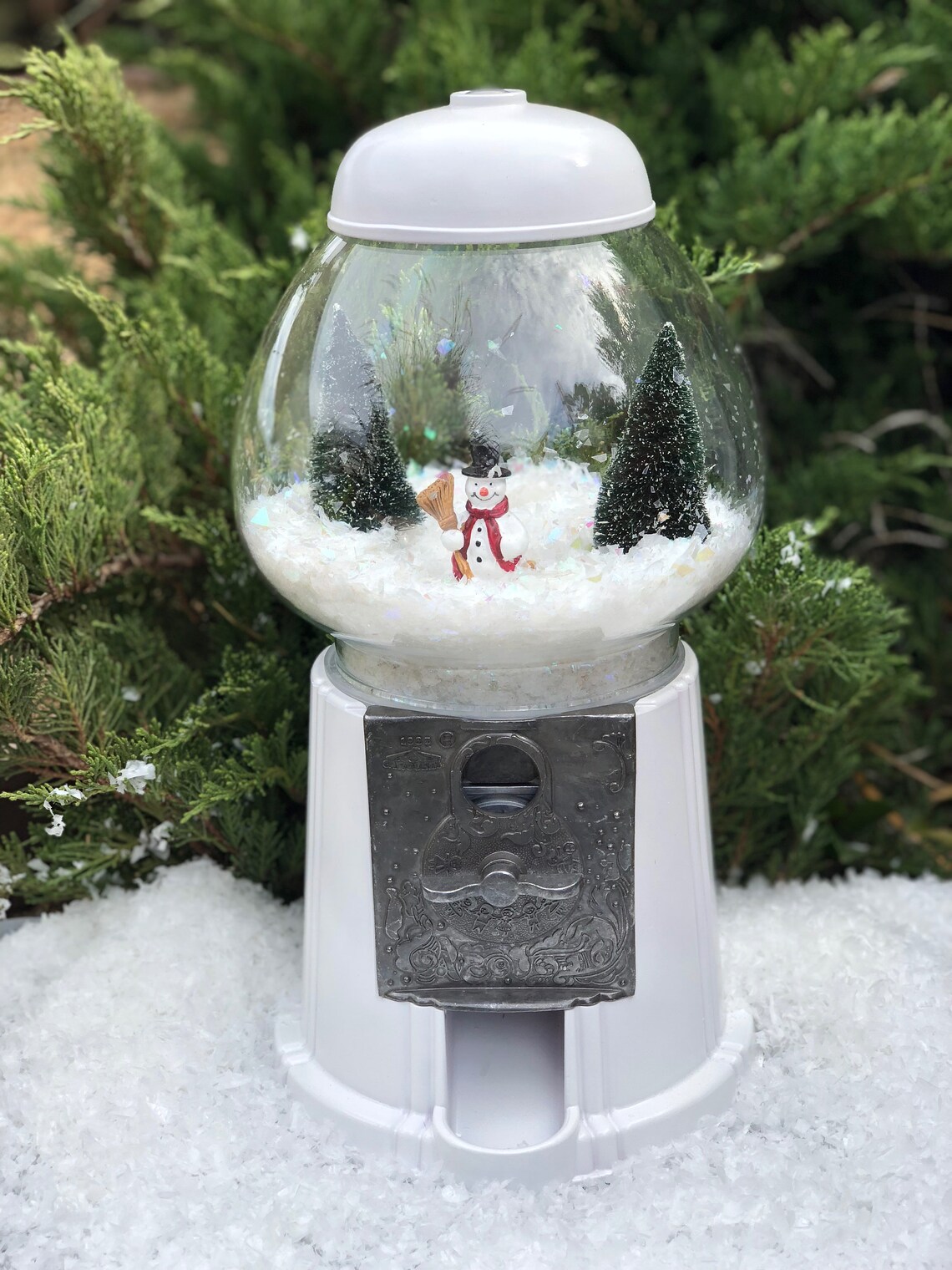 White Gumball Machine: Retro Candy Dispenser, Coin-free Option - Etsy