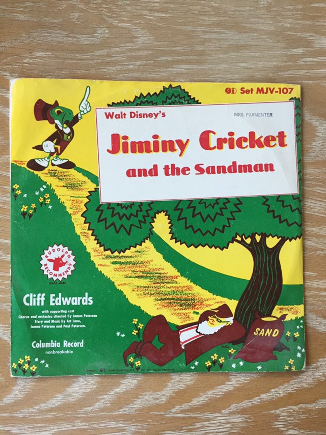 Walt Disney's Jiminy Cricket and the Sandman Columbia MJV-107 Cliff ...